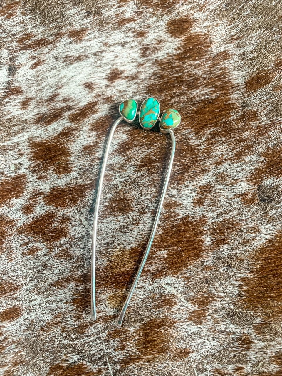 Turquoise & Sterling Silver Hair Pin | The Denim Thistle Company